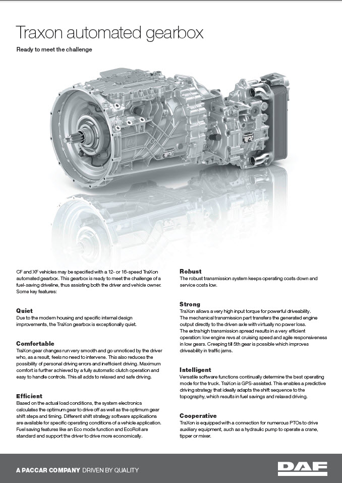 Sistema de transmissão do DAF CF - DAF Trucks Portugal